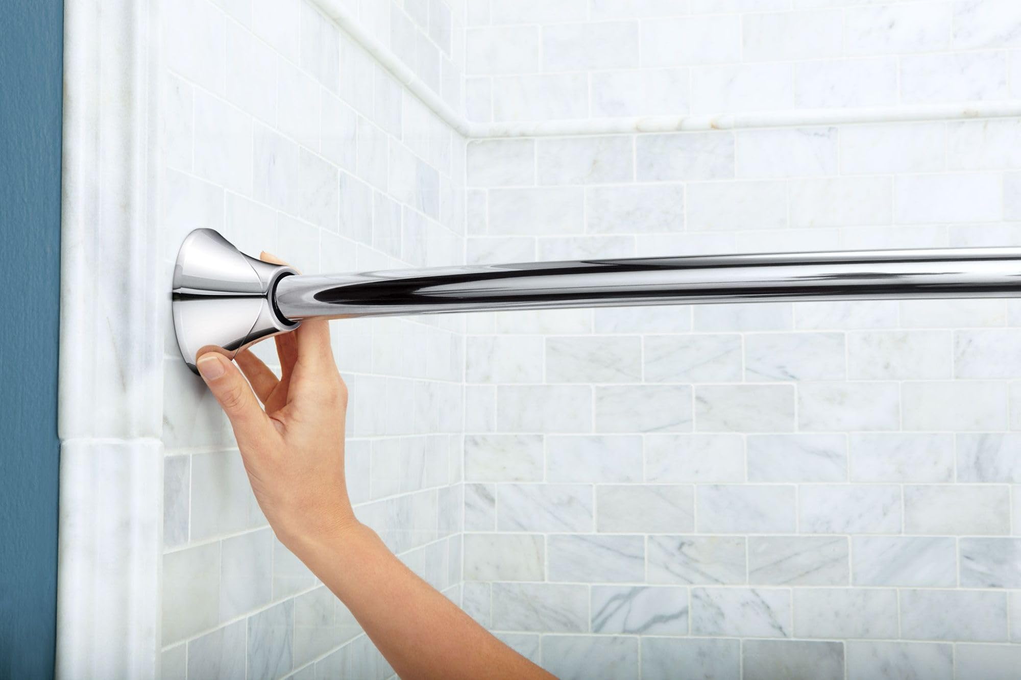 Moen Chrome 5-Foot Adjustable Tension Single Curved Shower Curtain Rod for Bathroom Shower, CSR2172CH