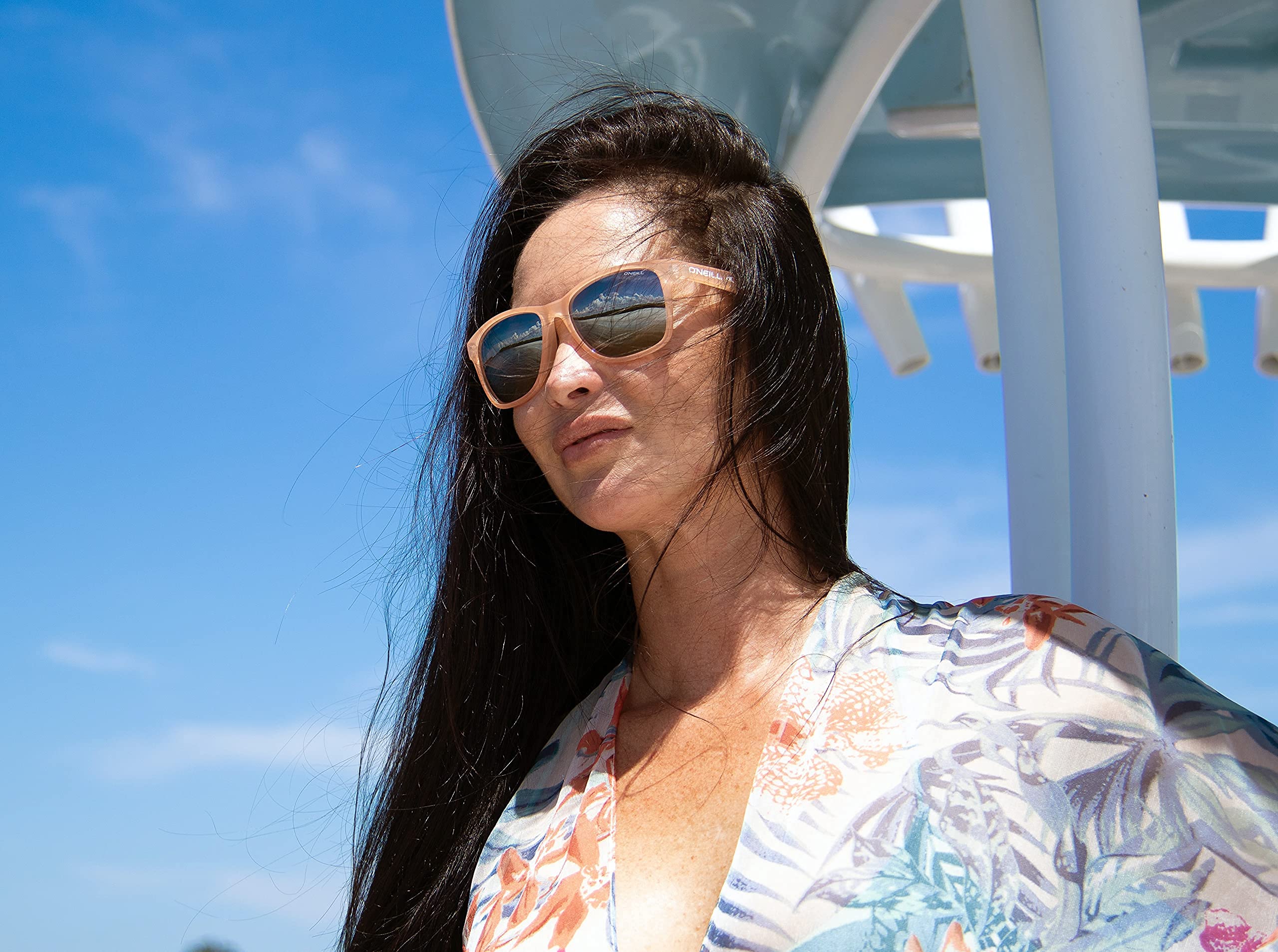 O'NEILL Offshore 2.0 Polarized Sunglasses for Men and Women, 55 mm, Matte Navy Crystal