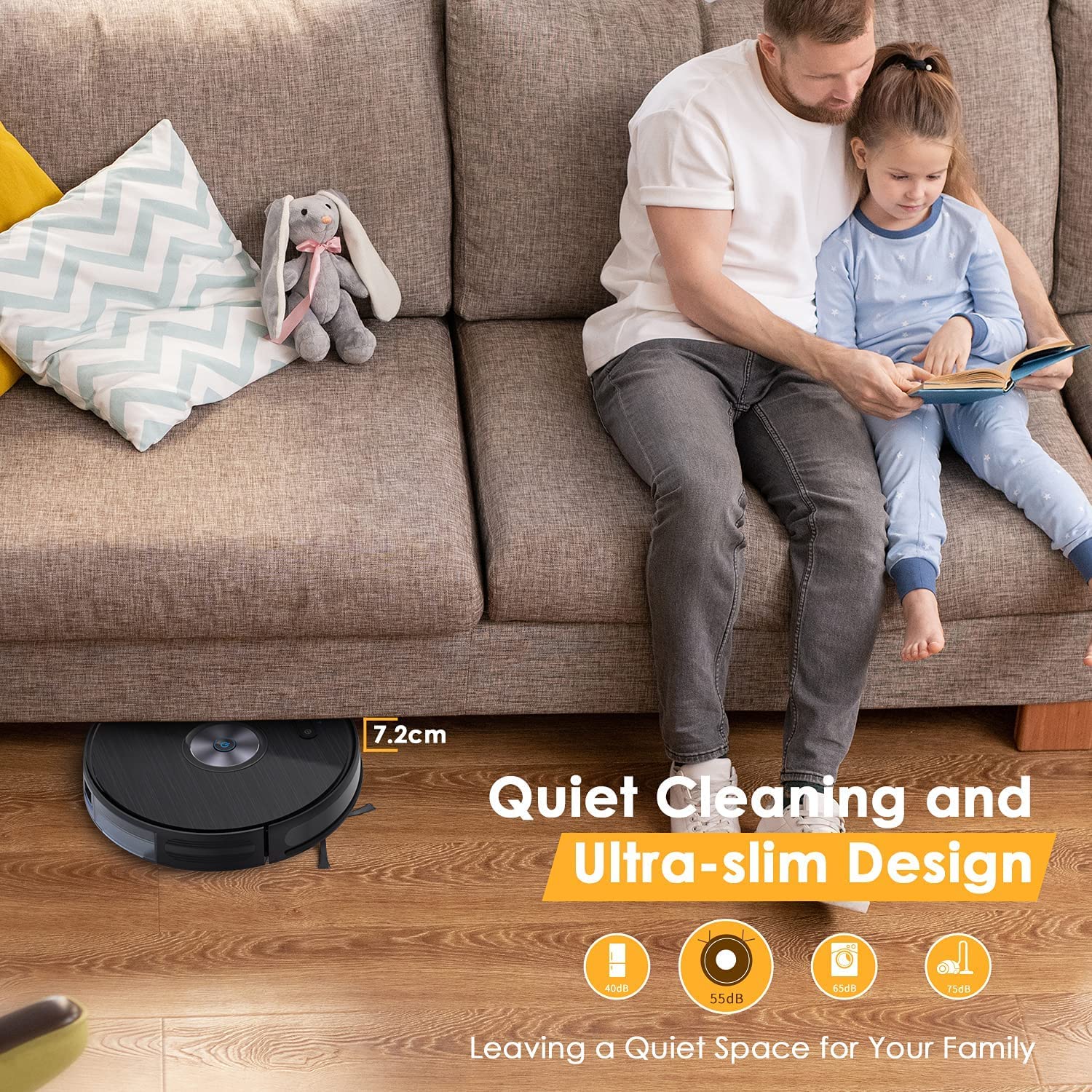 Robot Vacuum Cleaner, 2200Pa Robot Vacuum and Mop Combo, Super Thin 2.7'' Self-Charging Robotic Vacuum Cleaner, Boundary Strips Included Compatible with Alexa, Ideal for Pet Hair, Carpets, Hard Floor