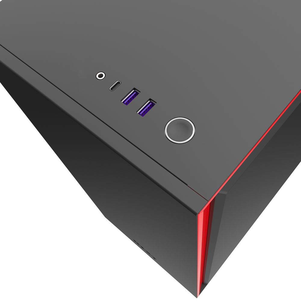 NZXT H710 - CA-H710B-BR - ATX Mid Tower PC Gaming Case - Front I/O USB Type-C Port - Quick-Release Tempered Glass Side Panel - Cable Management System - Water-Cooling Ready - Black/Red