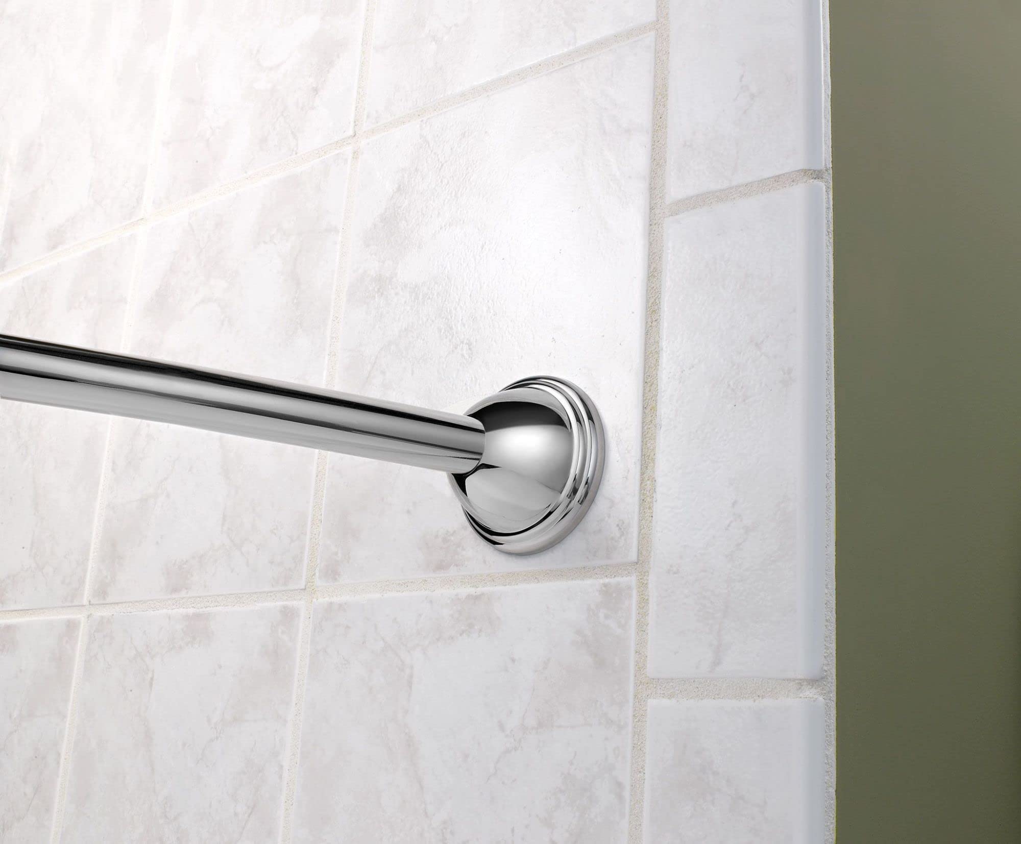 Moen Chrome 54-Inch to 72-Inch Adjustable Length Fixed Mount Single Curved Shower Curtain Rod for Bathroom, CSR2160CH