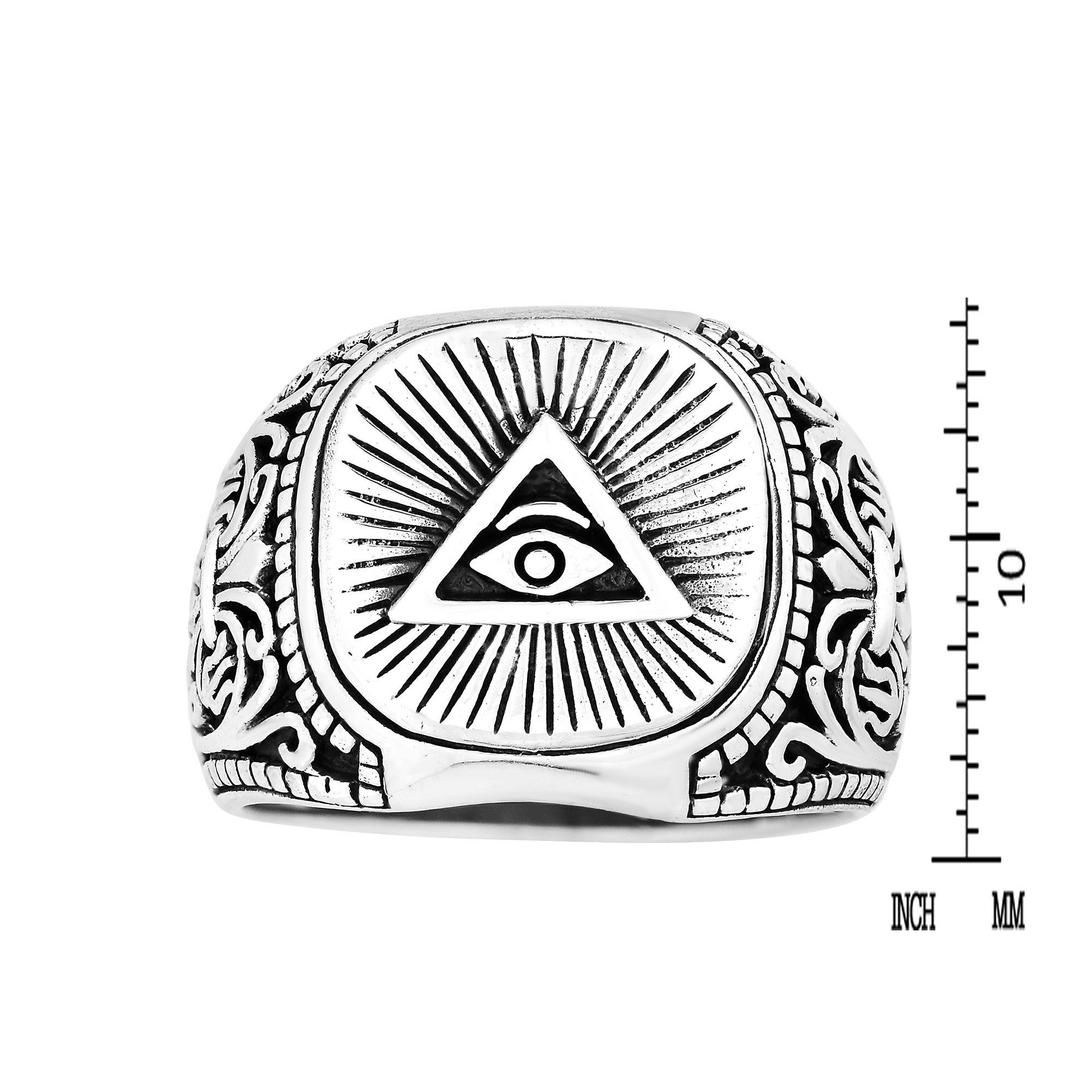 Mystical All-Seeing Eye or Eye of Providence .925 Sterling Silver Ring (10)