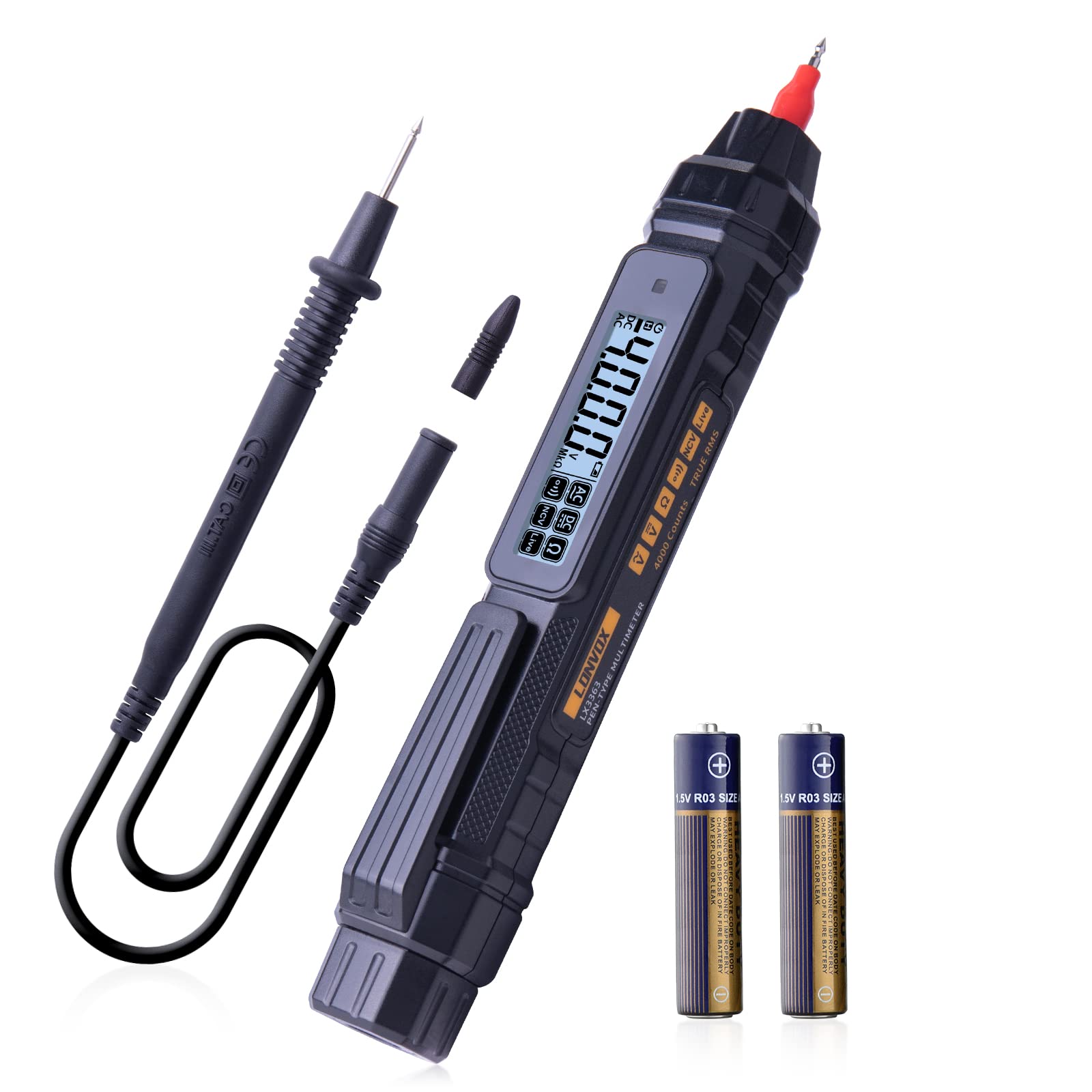 Voltage Tester, LONVOX Non-Contact Voltage Tester with 12-1000V/48-1000V AC Dual Range, Flashlight, Audible and Visual Alarm, LED Display, Wire Breakpoint Tester, Electrical Tester for Home Renovation