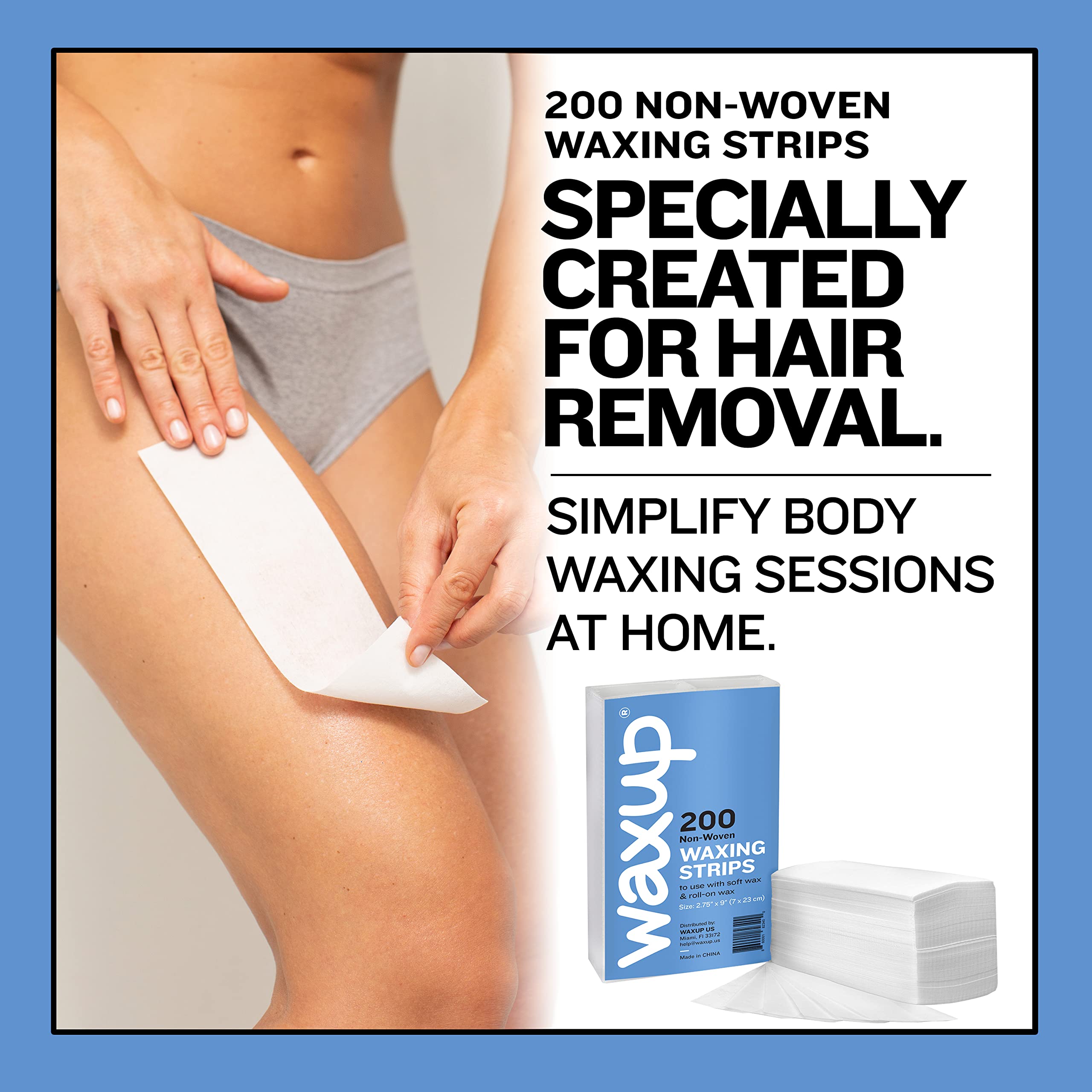 waxup Honey Roll On Wax 4 Pack and 200 Wax Strips, Almond Oil Wax Remover, Hair Removal Waxing Kit.