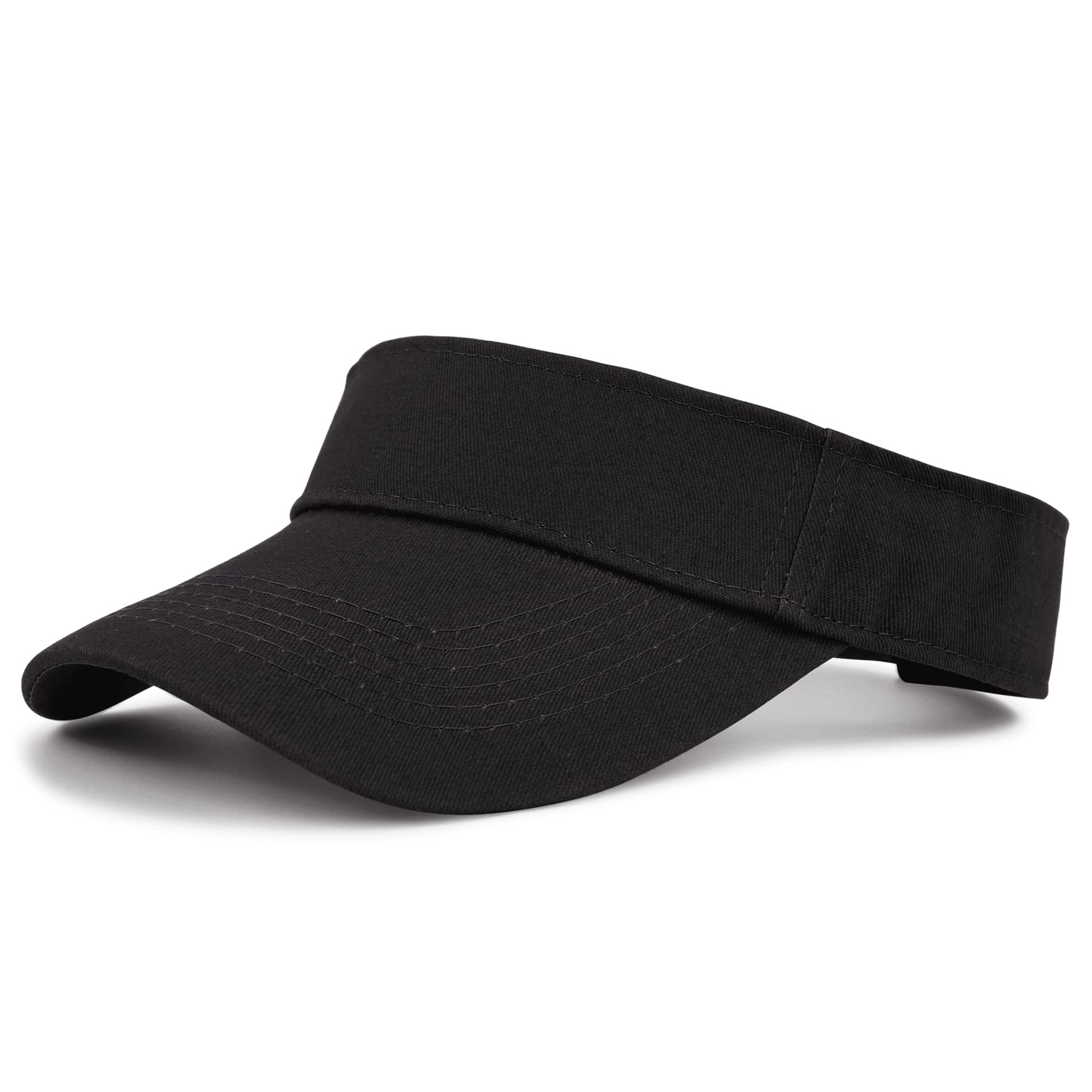 Sun Visor Wide Brim Sun Hats for Women UV Protection Summer Beach Hats Foldable with Ponytail Black