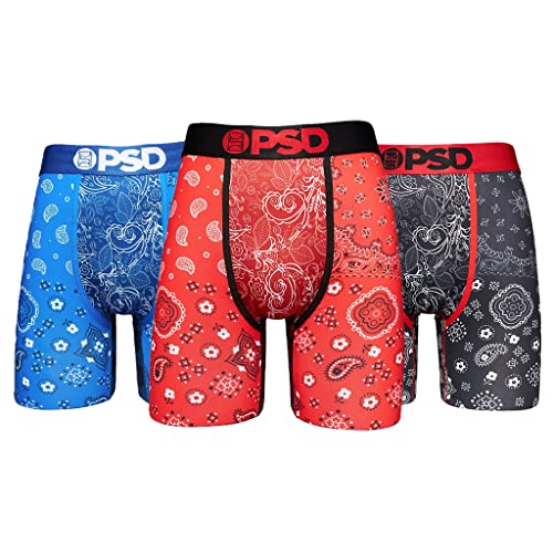 PSD Men's Hype Bandana 3-Pack Boxer Briefs, Multi, M