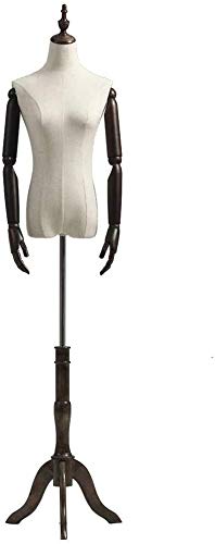 Mannequin Torso Mannequin Dress Form Torso Female Tailors Dummy Dressmakers Dummies Fashion Students Display Bust with Solid Wood Arm Flexible Adjustment for Apparel Jewe