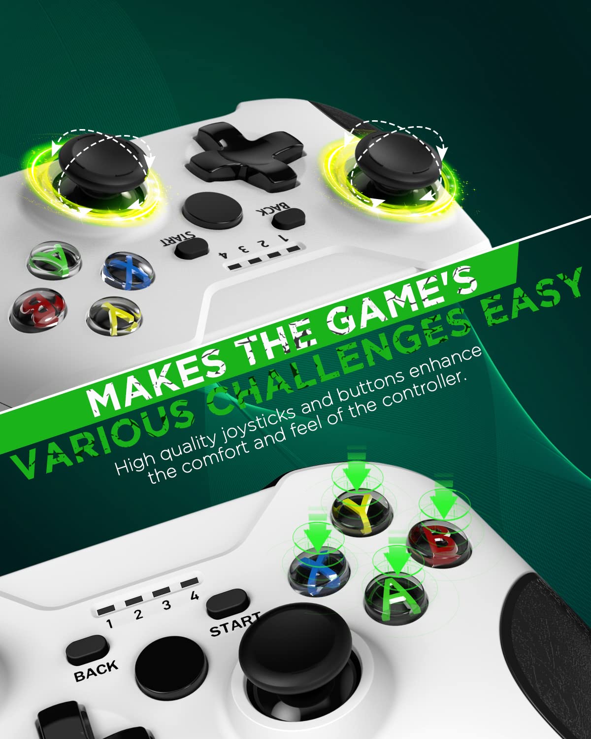 Rddmen Wireless Controller for Xbox One - 2.4GHz Dual Vibration Remote Compatible with Xbox 1/ X/ S/ Series X/ S/ PC (White)