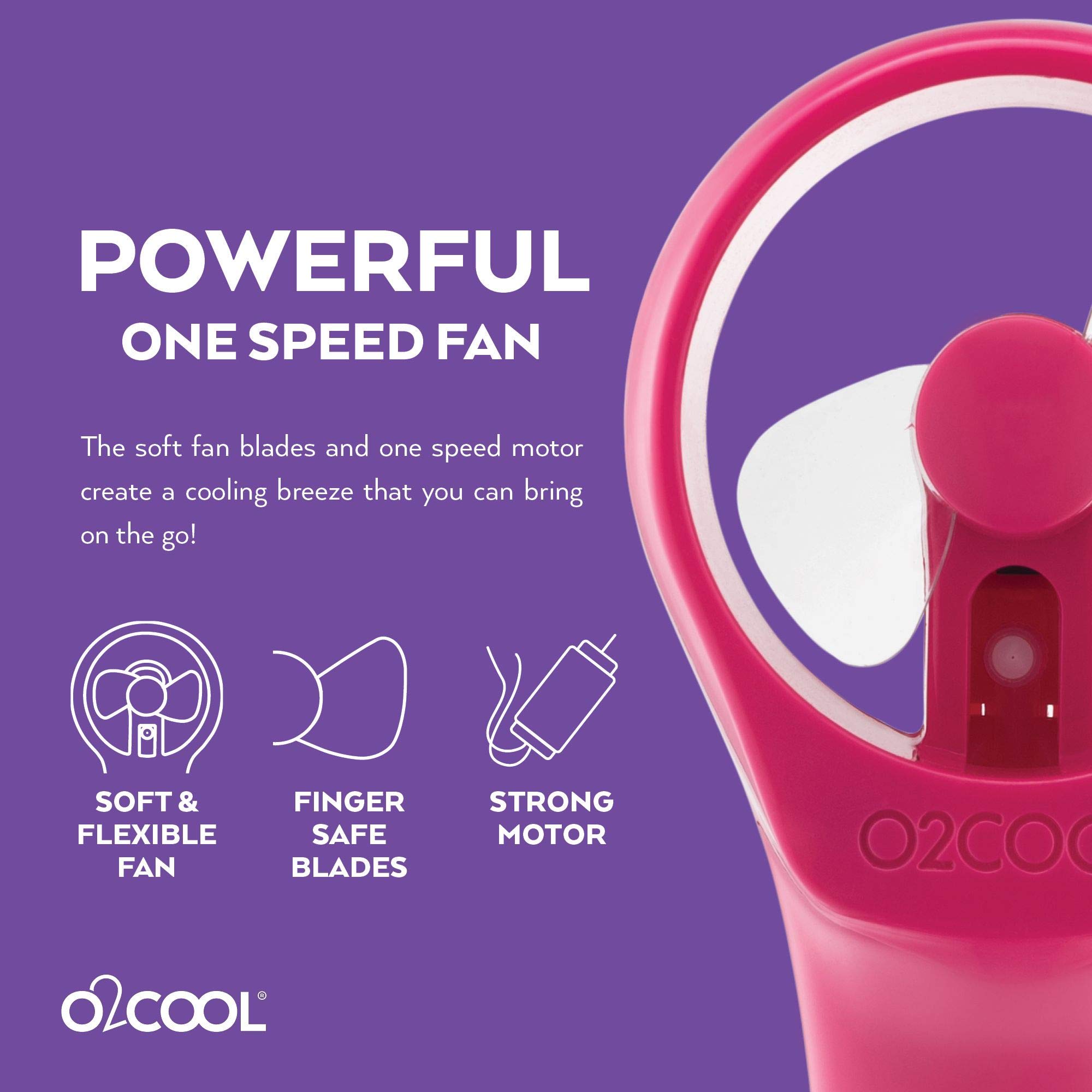 O2COOL 2 Pack Elite Battery Powered Handheld Water Misting Fans (Raspberry)