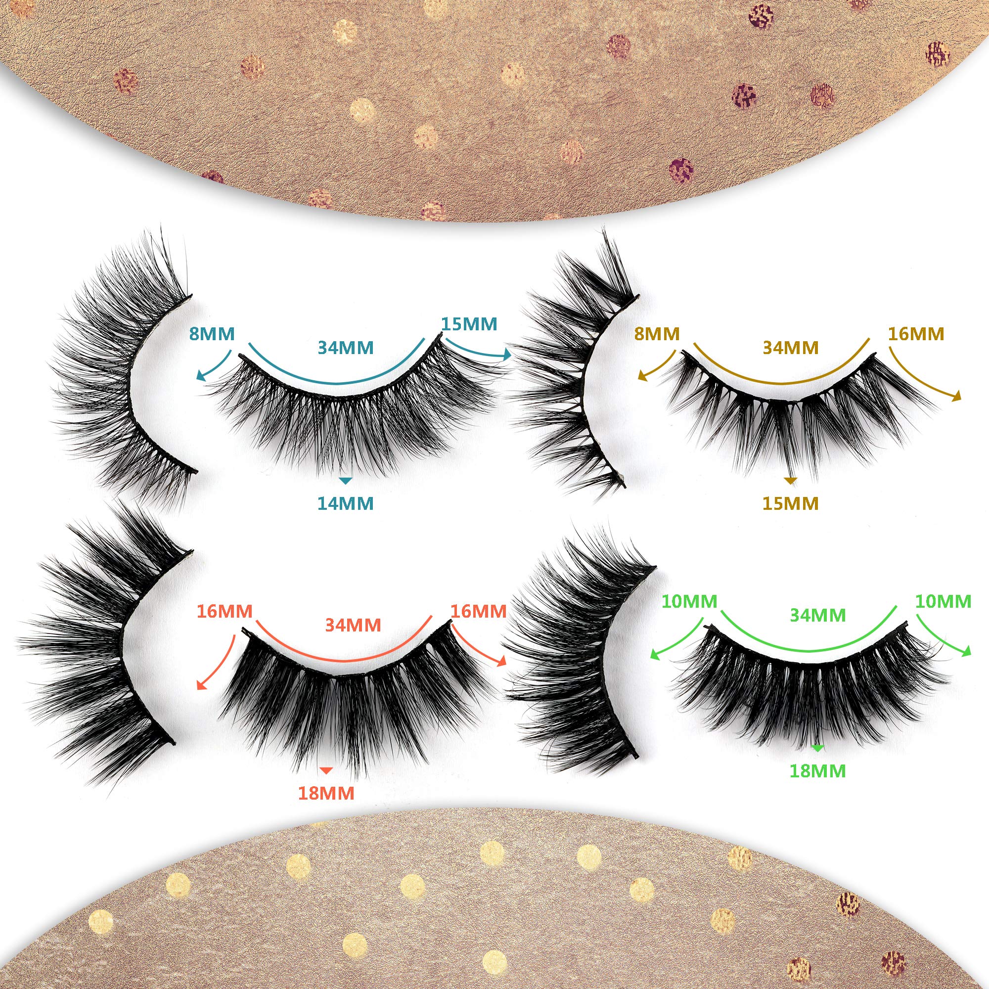 Pawotence 3D Faux Mink Lashes Pack Natural Cat Eye Lashes Wispy 20 Pairs Fake Eyelashes Pack 4 Styles Mixed Soft Lightweight Reusable Handmade False Eyelashes Multipack