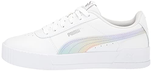 PUMA Carina Sneaker White Silver, 6 US Unisex Big Kid