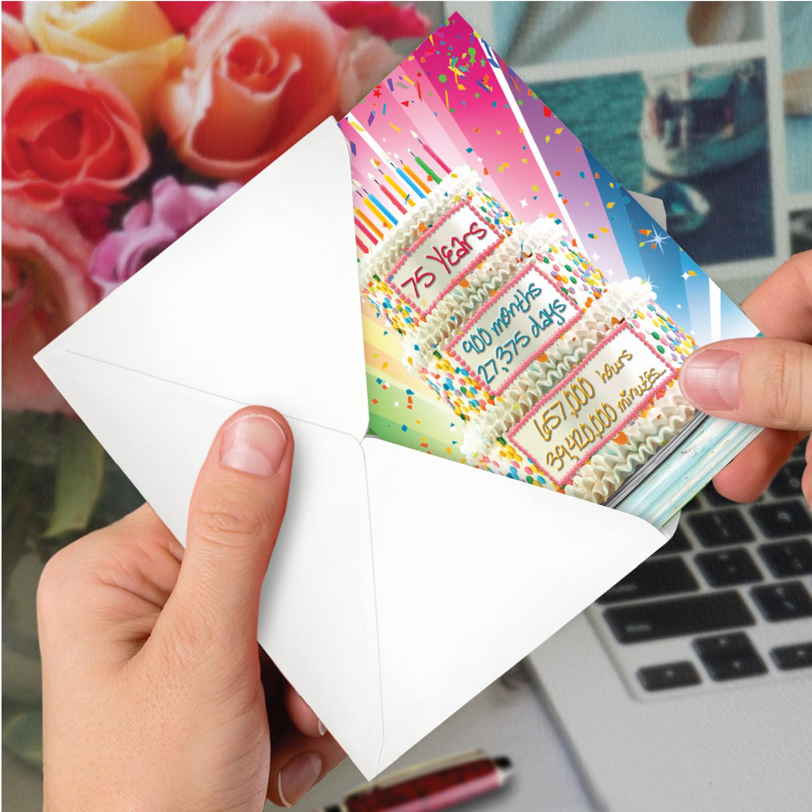 NobleWorks - 75th Birthday Card Funny - 75 Year Old Humor Notecard, Milestone Birthdays Celebration - Year Time Count 75 C9407MBG