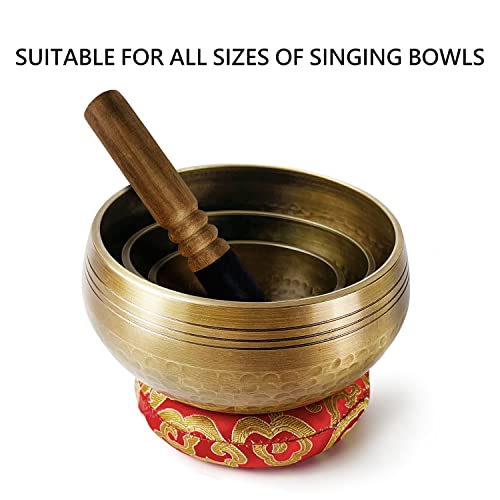 Singing Bowl Mallet, Made in Nepal, Suede Wooden Striker, Leather Wrapped Mallet for Sound Bowls-1 Piece with Velvet Bag