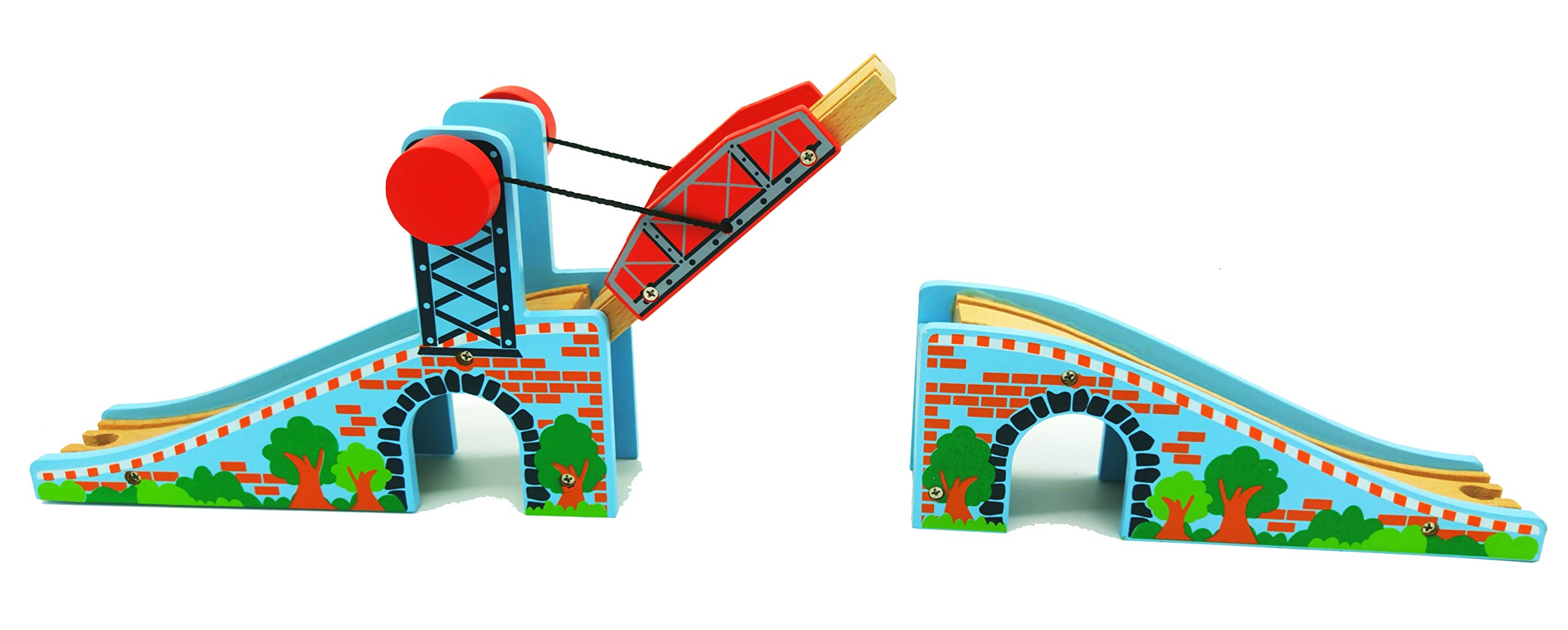 Wooden Train Accessories of Lifting Train Bridge and Battery Operated Locomotive Train for All Brands Wood Track Set