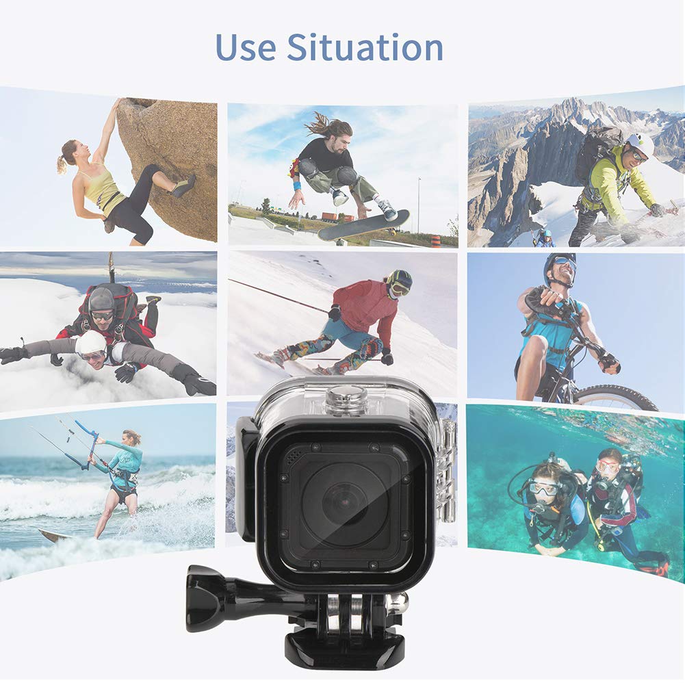 Nechkitter 60m Dive Protective Housing Case for GoPro Hero 5 Session Hero 4 Session Hero Session, High Transmission Waterproof Housing Case