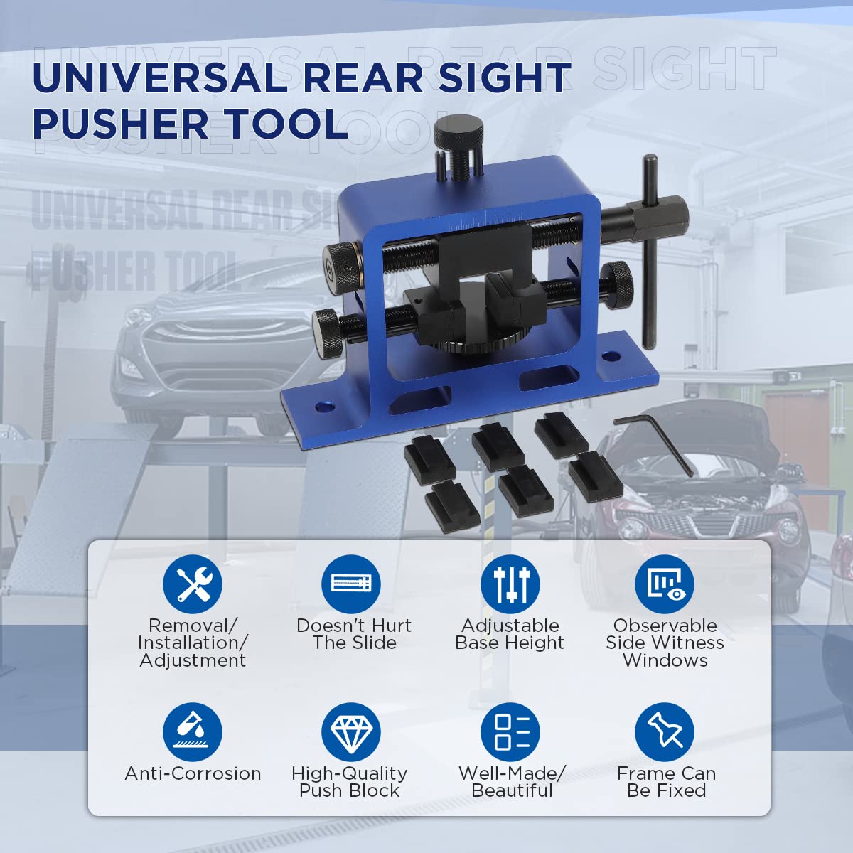 Sight Pusher Doesn't Hurt The Slide Sight Pusher Tool Corrosion-Resistant Rear Sight Pusher Tool with Side Witness Windows Dovetailed Rear Sight Pusher Tool Compatible with g lock1911SIG