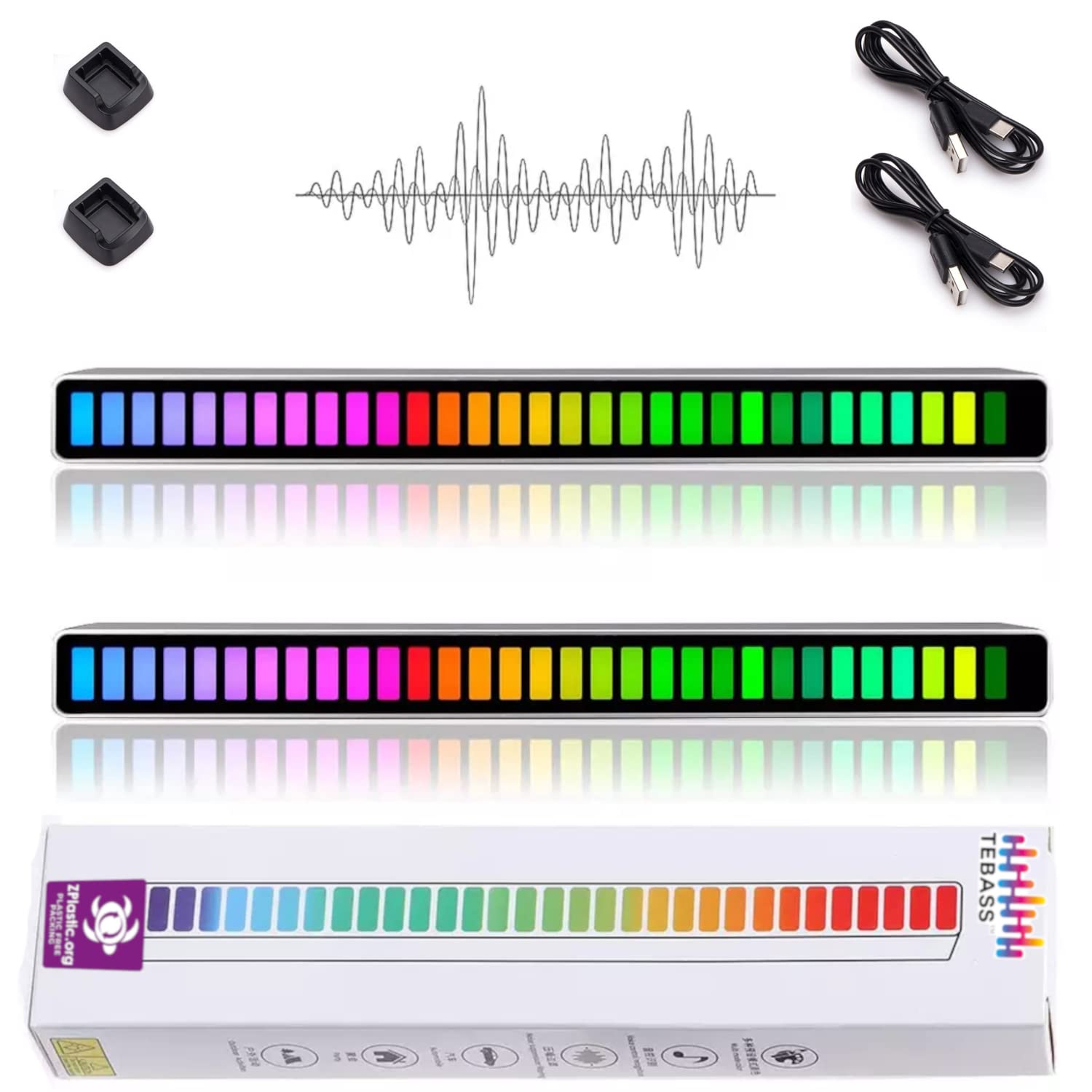 TEBASS Rhythm Light Bar, RGB Sound Control Music Rhythm Lights, High Sensitive Patented Noise Removal Software (Small32-A)