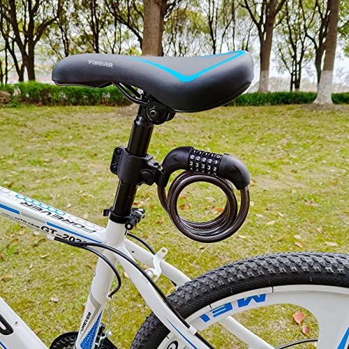 RYANGO Anti-Theft Bike Lock, Combination Lock, 12mm PVC Steel Cable, Black, Keyless, Resettable