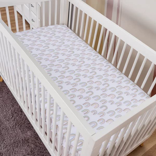 Trend Lab Painted Rainbow 4-Piece Baby Nursery Crib Bedding Set, Includes Quilt, 2 Fitted Crib Sheets, and Crib Skirt