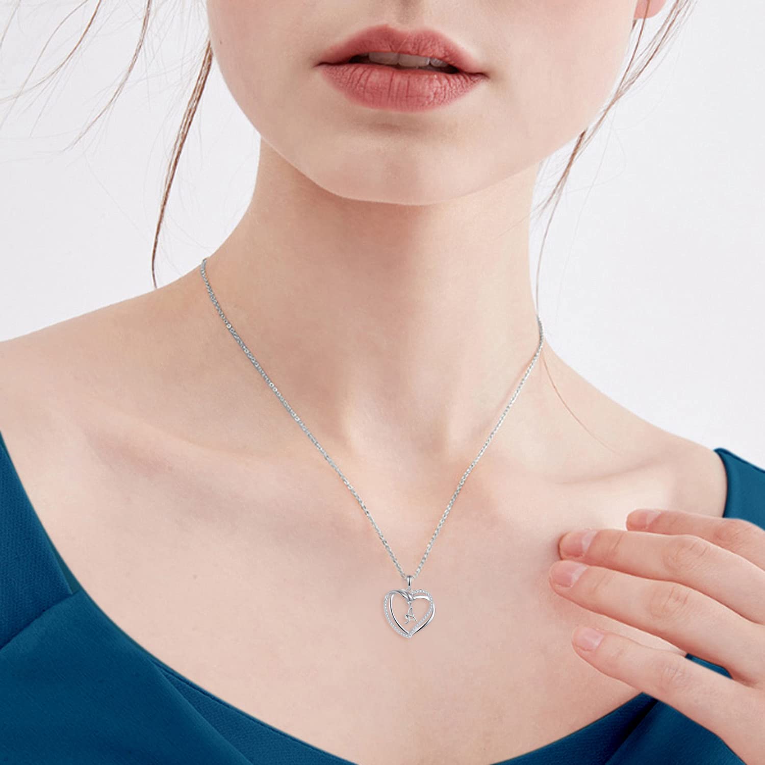 STARCHENIE A Necklace Initial Sterling Silver Heart Letters A Pendant Necklace for Women