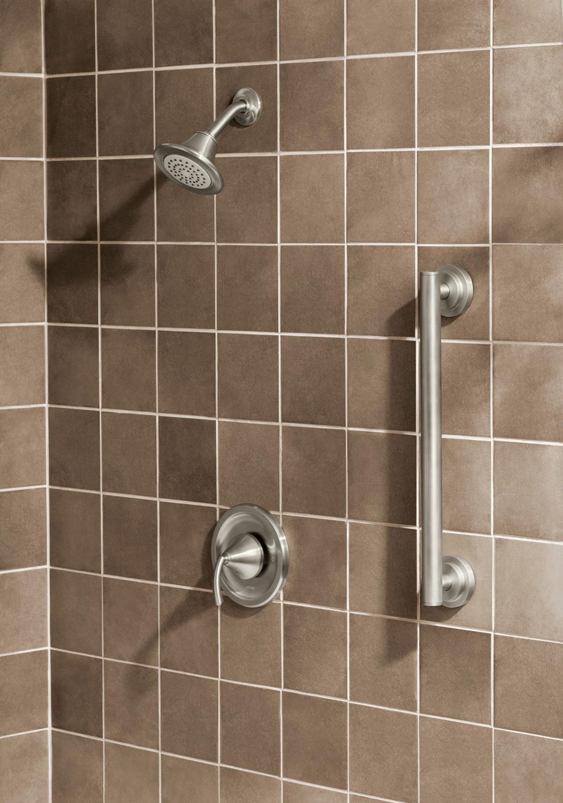 Moen YG0718BN Bathroom Safety 18-Inch Stainless Steel Modern Bathroom Grab Bar, Brushed Nickel