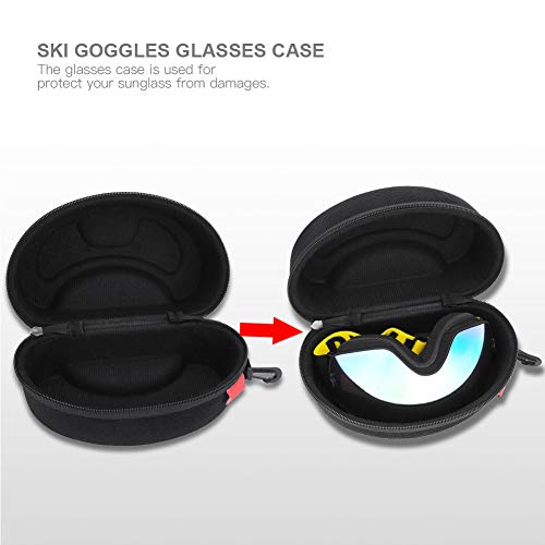 Pbzydu Ski Goggles Box, Goggles Hard Box Zip Case Protector Pouchfor Outdoor Snow Ski Snowboard Goggles