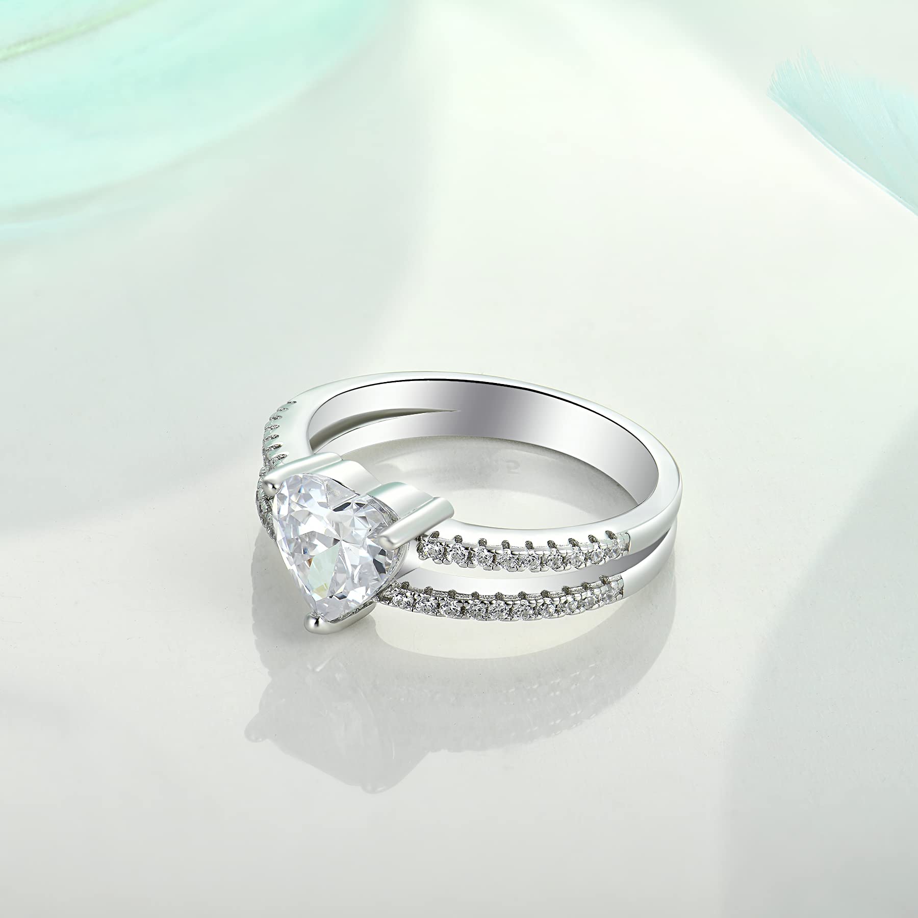 STARCHENIE Heart Promise Ring for Women 925 Sterling Silver Engagement Wedding Band Anniversary Jewelry-Size7