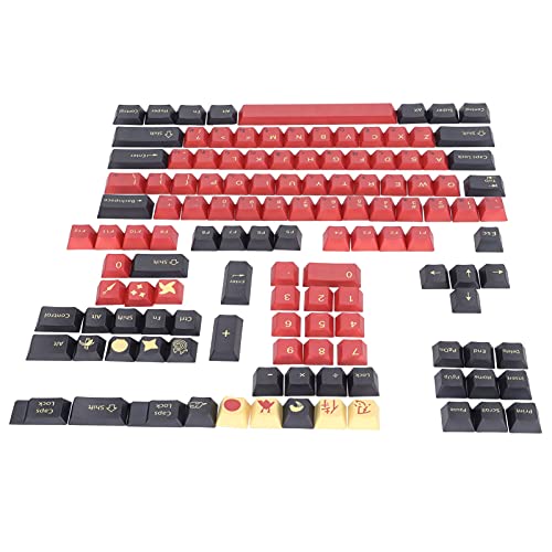 Yoidesu 128 Keys Japanese Style Keycaps, Oil Resistant PBT Keycap for Universal PC Gaming Keyboard with Animation Elements Gaming Keyboard Keycap with Shaft Puller
