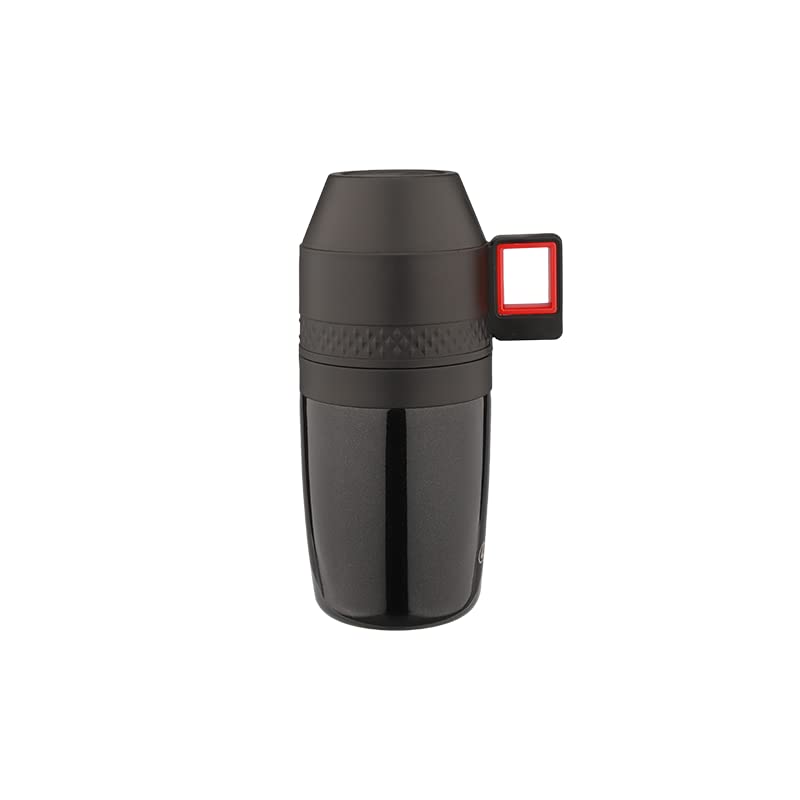 Manual coffee grinder with a built-in HOT BREW stainless-steel filter, and TWO cups - all in one innovative product | Durable & Great for travelers