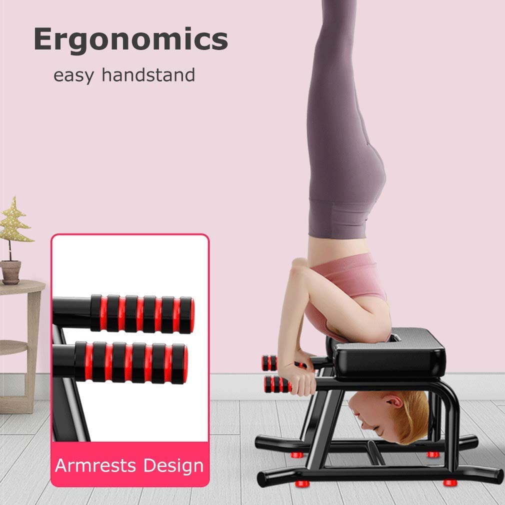 Papepipo Stable Yoga Headstand Bench - Ideal Yoga Inversion Chair with Armrests and Thickened Shoulder Cushion(Black)