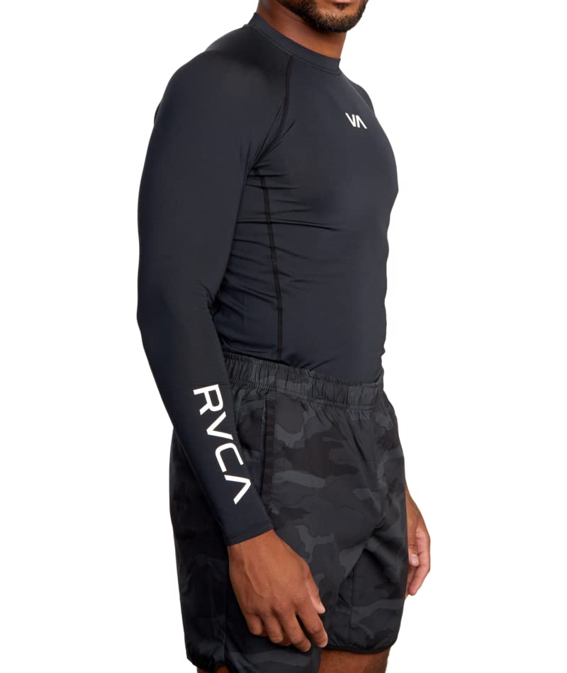 RVCA Mens Long Sleeve Surf Shirt - Sport Rashguard (Black, XX-Large)