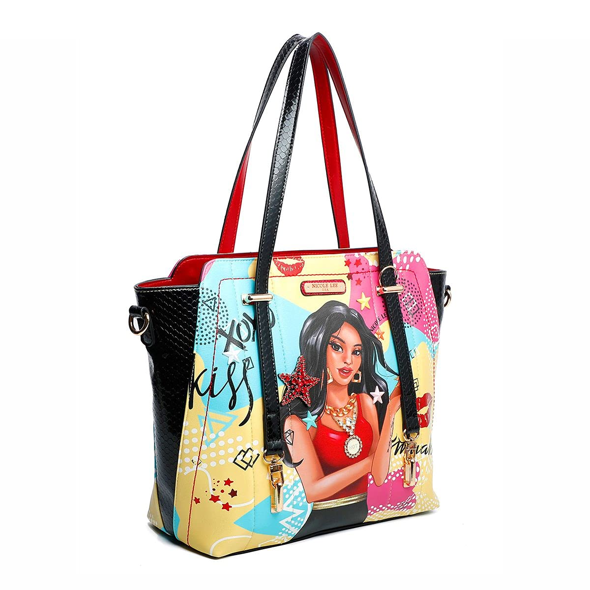 Nicole Lee XOXO KISSES FASHION SHOPPER BAG