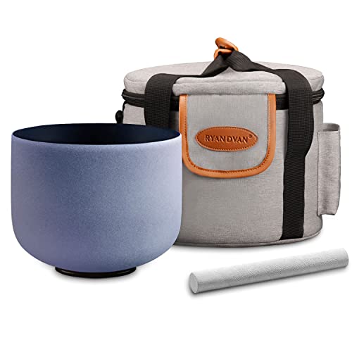 Ryan Dvan 10¡± A Note Indigo Frosted Third Eye Chakra Crystal Singing Bowl with Free Padded Carrying Case and Suede Striker & O-Ring