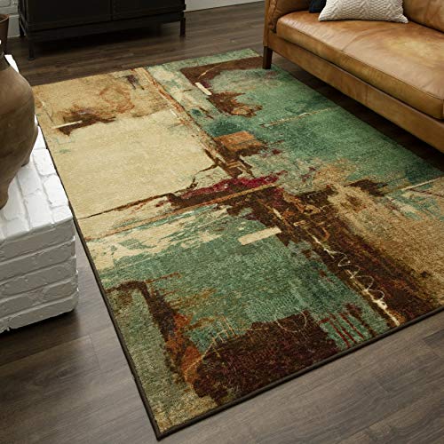 Mohawk Home Aqua Strata Fusion Abstract Area Rug (6'x9')