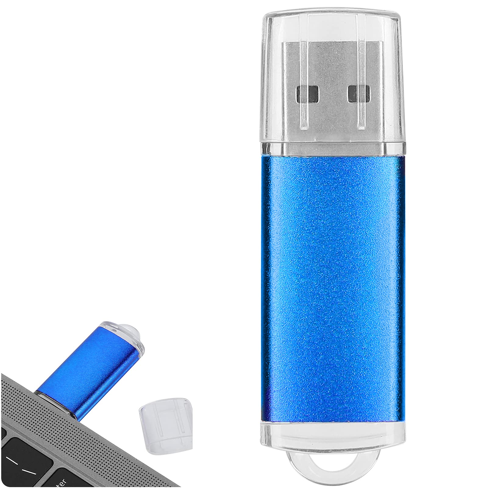 Yoidesu USB2.0 Memory Stick, Portable Storage Memory Stick Transparent Cover Blue USB Flash Drive Compatible with for Window2003/XP/Vista/7/8/10 PC Tablet(2GB)