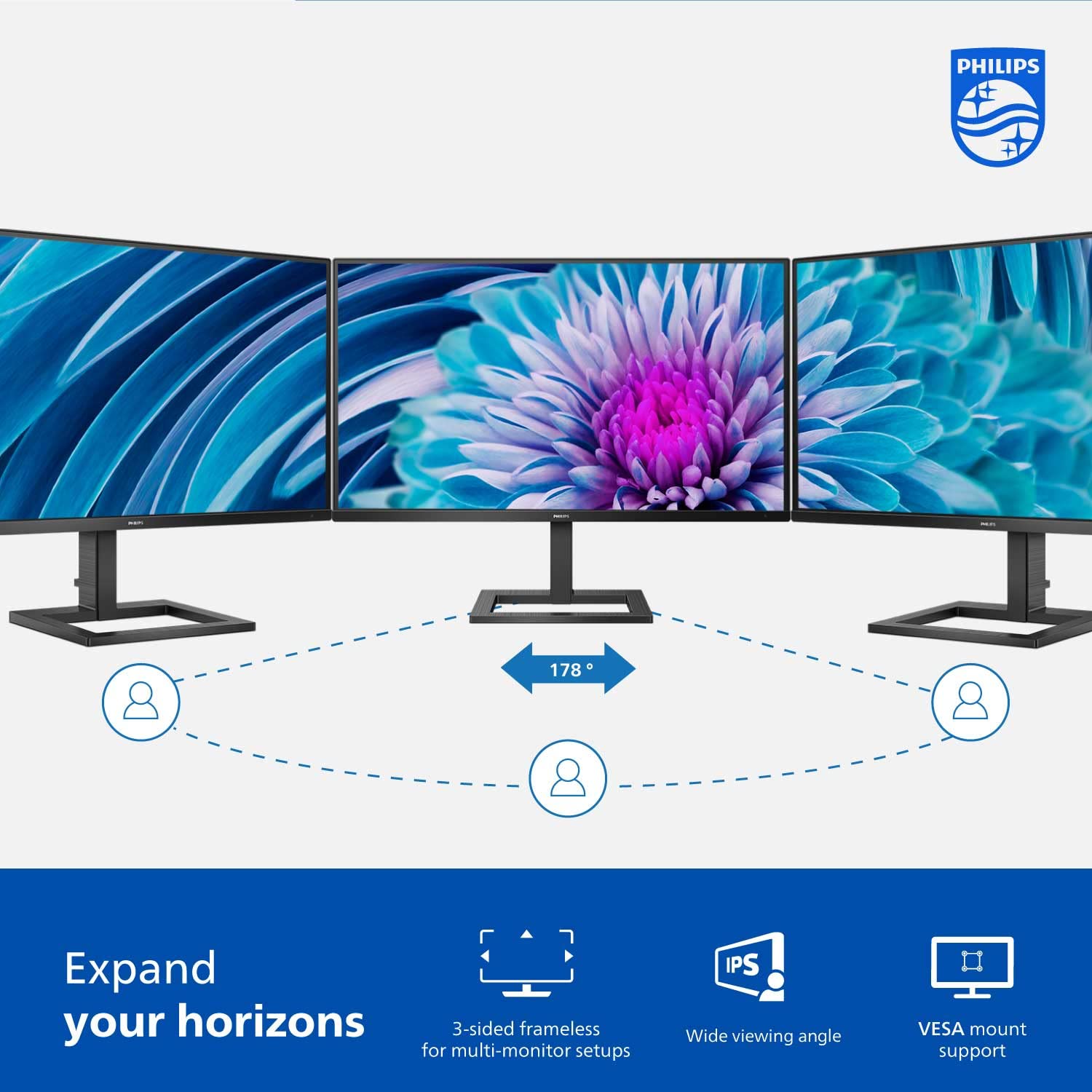 PHILIPS 288E2E 28" Frameless Monitor, 4K UHD 3840x2160 IPS, 120% sRGB, FreeSync, Height Adjustable, VESA, 4Yr Advance Replacement