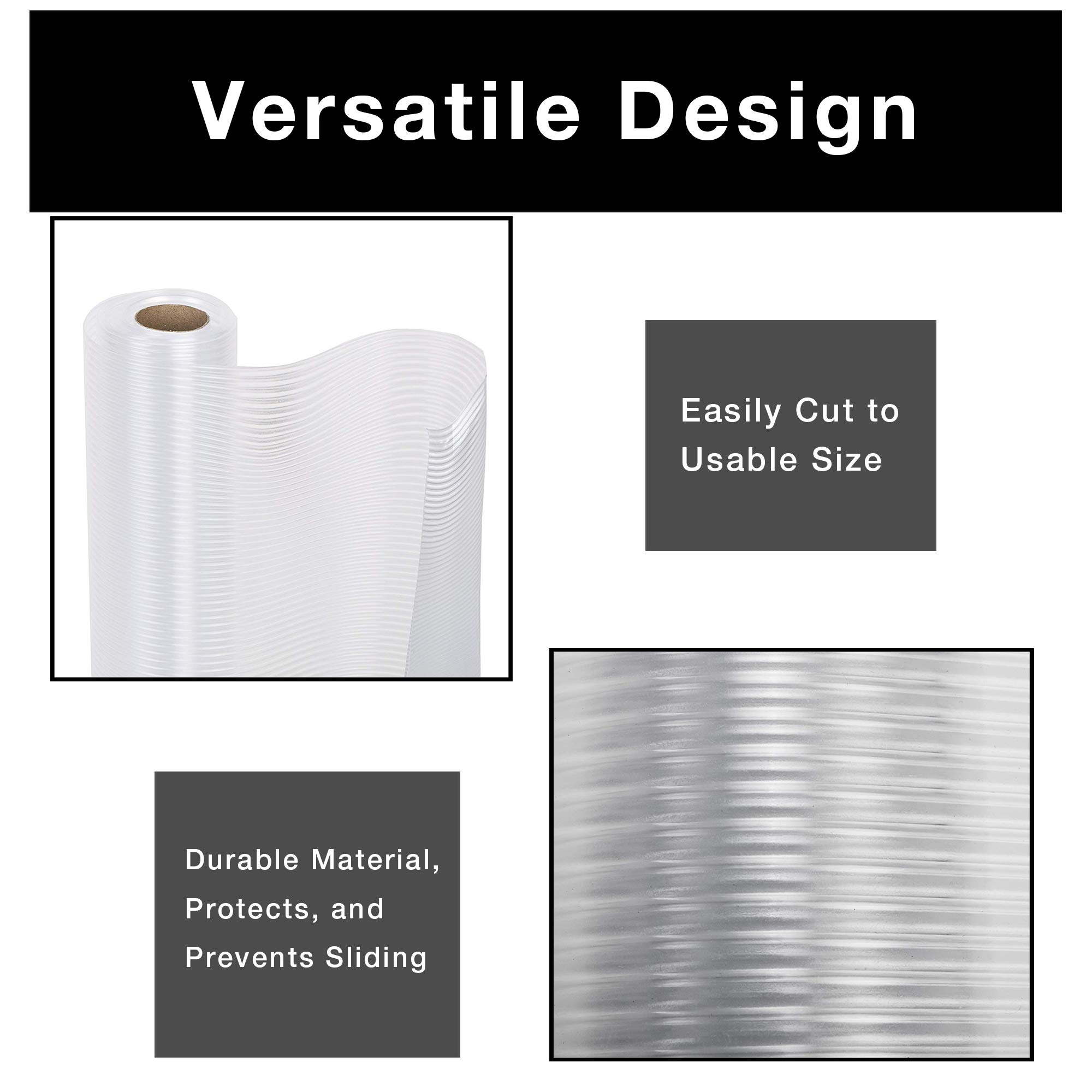 Smart Design Wire Rack Shelf Liner - Ribbed Grip - 18 Inch x 4 Feet - NSF Certified - for Steel Metal Shelves - Home Garage and Kitchen - Clear