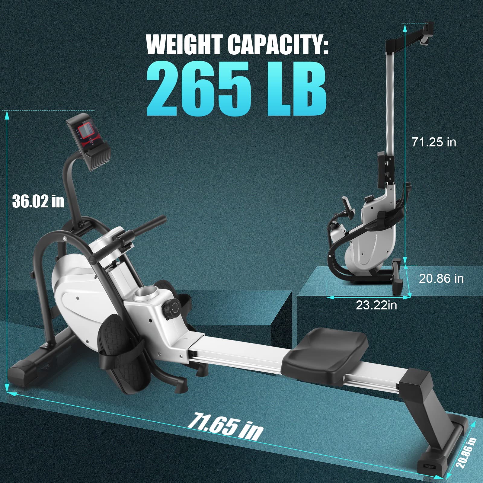Rowing Machines For Home Use Foldable, ANCHEER Magnetic Row Machine Cardio,with LCD Monitor,10 Level Resistance