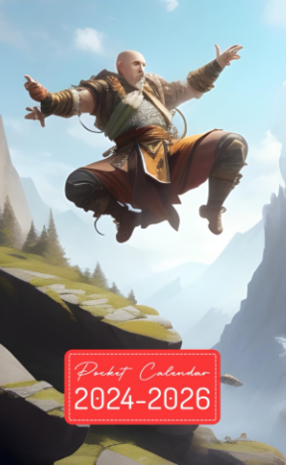Pocket Calendar 2024-2026: Two-Year Monthly Planner for Purse , 36 Months from January 2024 to December 2026 | DND 5e dwarf monk | Backflip from stone castle