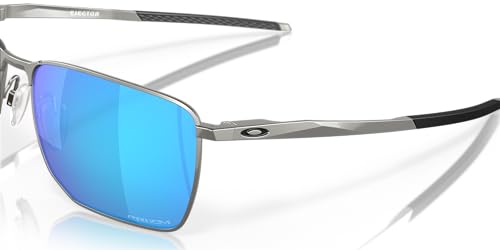 Oakley Men's OO4142 Ejector Rectangular Sunglasses, Satin Chrome/Prizm Sapphire, 58 mm