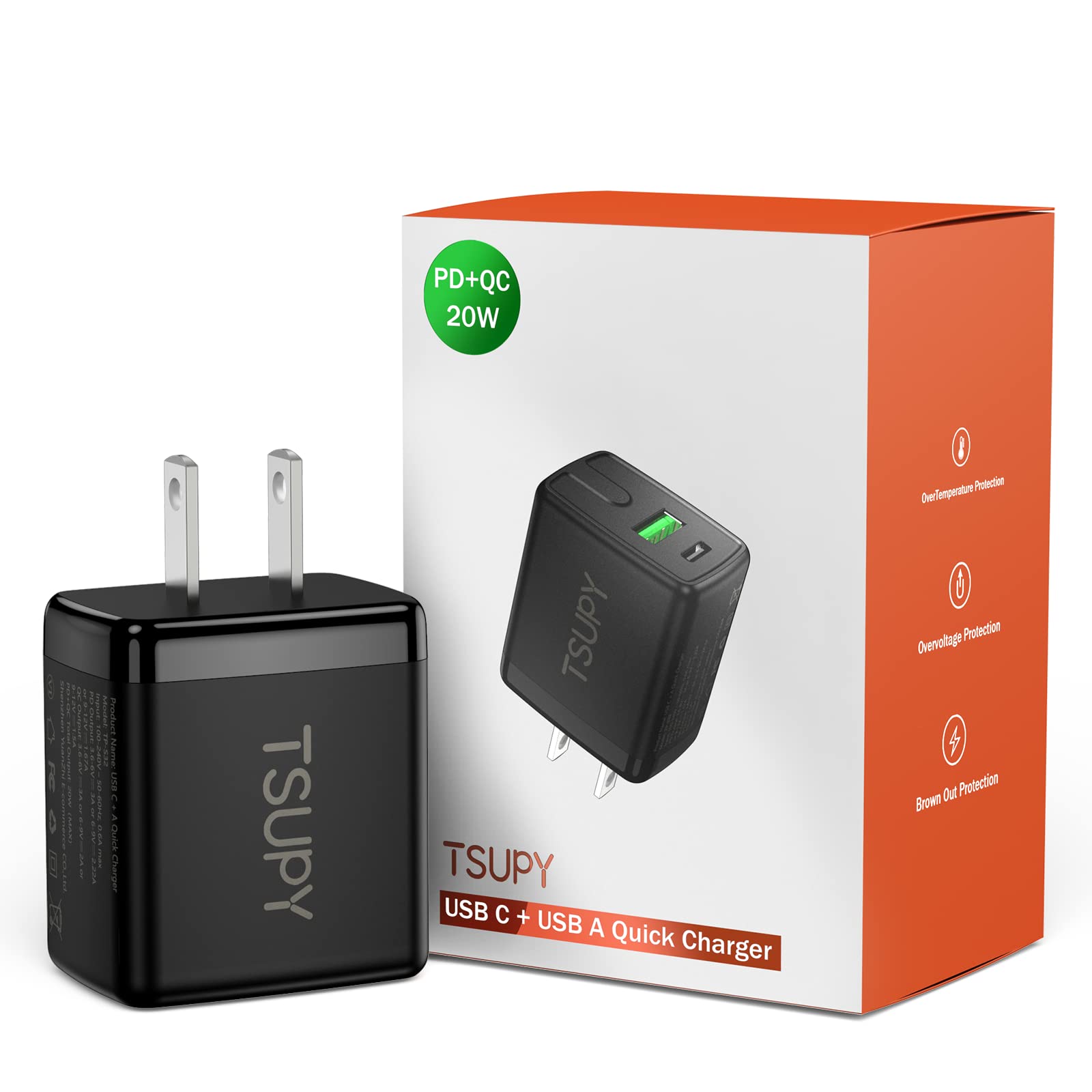 TSUPY USB 3.0 Hub Multi USB Data HUB with 4ft/48inch Extended Cable,SD/TF Card Reader & 3 USB 3.0 Ports,USB C Wall Charger 20W