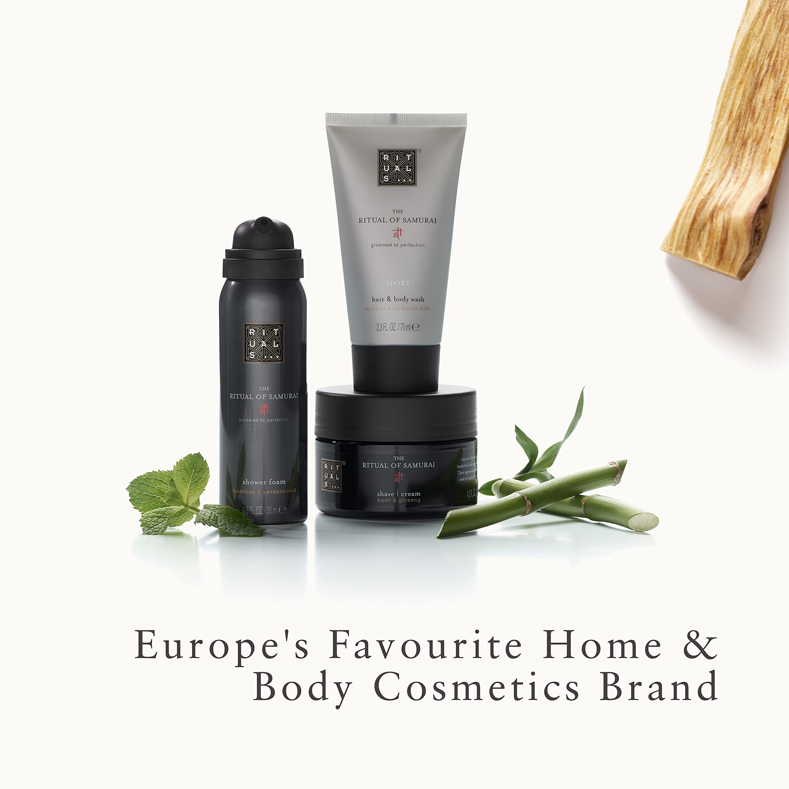RITUALS Samurai Classic Invigorating Discovery Set for Men - Foaming Shower Gel, Hair & Body Wash & Shaving Cream with Bamboo & Sandalwood