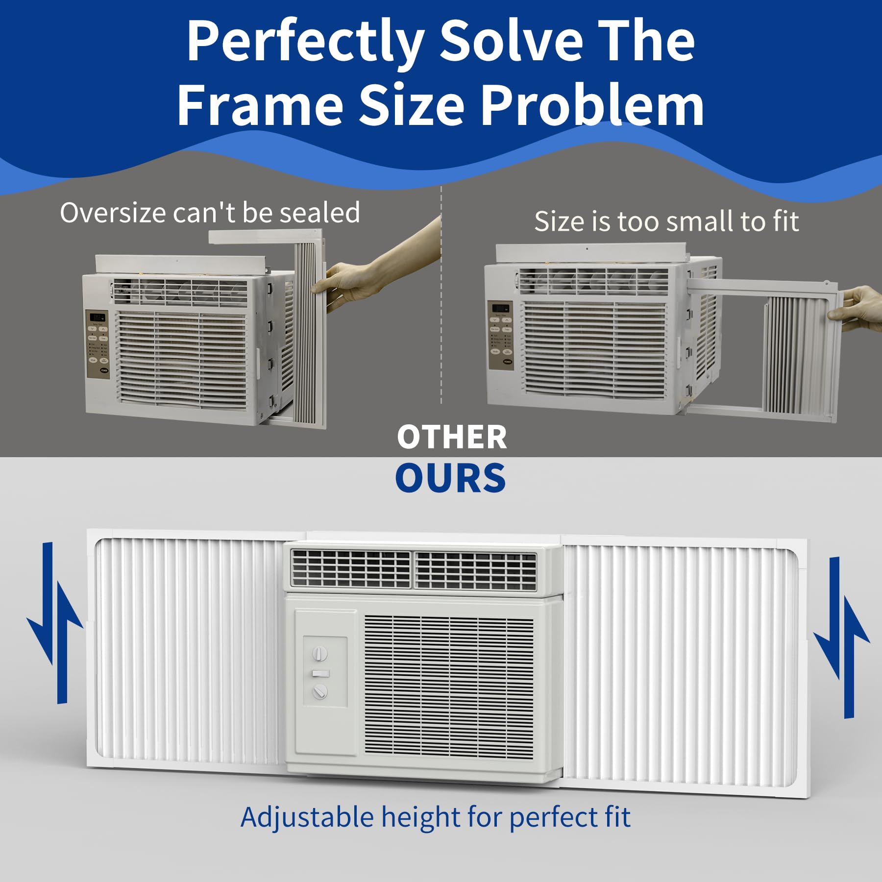 Wintcomfort Window Air Conditioner Side Panel with Adjustable Frame, Universal Window AC Accordion Filler Kit for Window AC Units 5000~14000 Btu, Window AC Insulation Side Panels with Frame