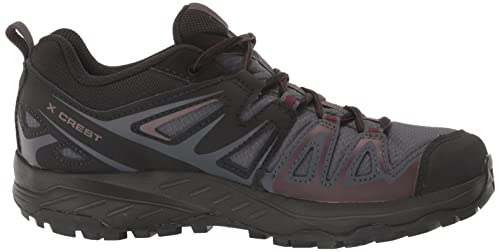 Salomon X Crest Gore-TEX Hiking Shoes for Women Trail Running, Ebony/Wine Tasting/Peppercorn, 6