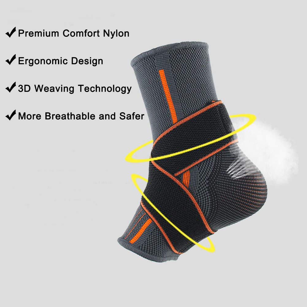 Qicuio 【1 Pair】 Ankle Support,Plantar Fasciitis Sock Ankle Brace with Straps,Sport Ankle Brace&Achilles Tendon Sleeve with Arch Support,Adjustable Foot Sleeves Compression Socks (Free Size for Men(pair))