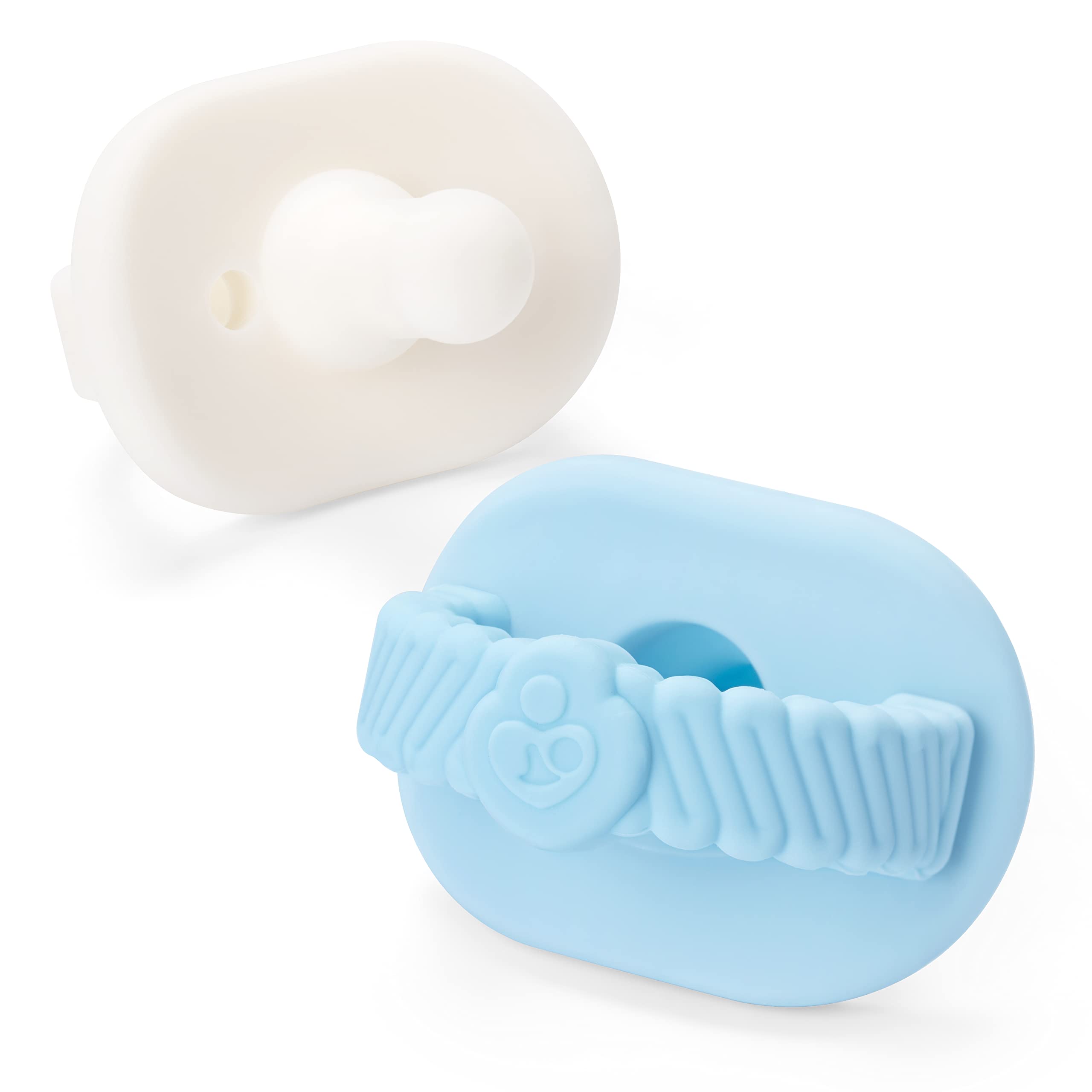 NatureBond Baby Silicone Pacifiers (2 Packs) + Pacifier Case | Soothie Pacifier 6-18 Months | Blue & Cream | BPA-Free Food Grade Silicone Binkies, Baby Boy Pacifier, Chupones para Bebes