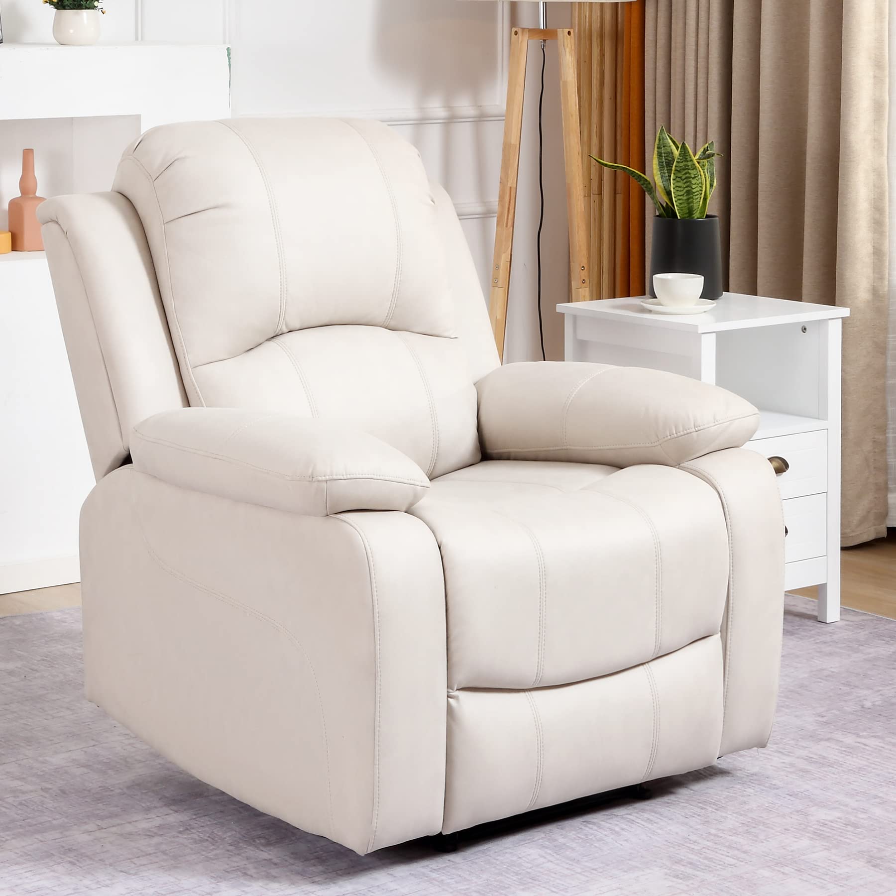 RYNSTO Recliner Chair Technological Fabric Living Room Chair with Footrest Single Sofa for Elderly