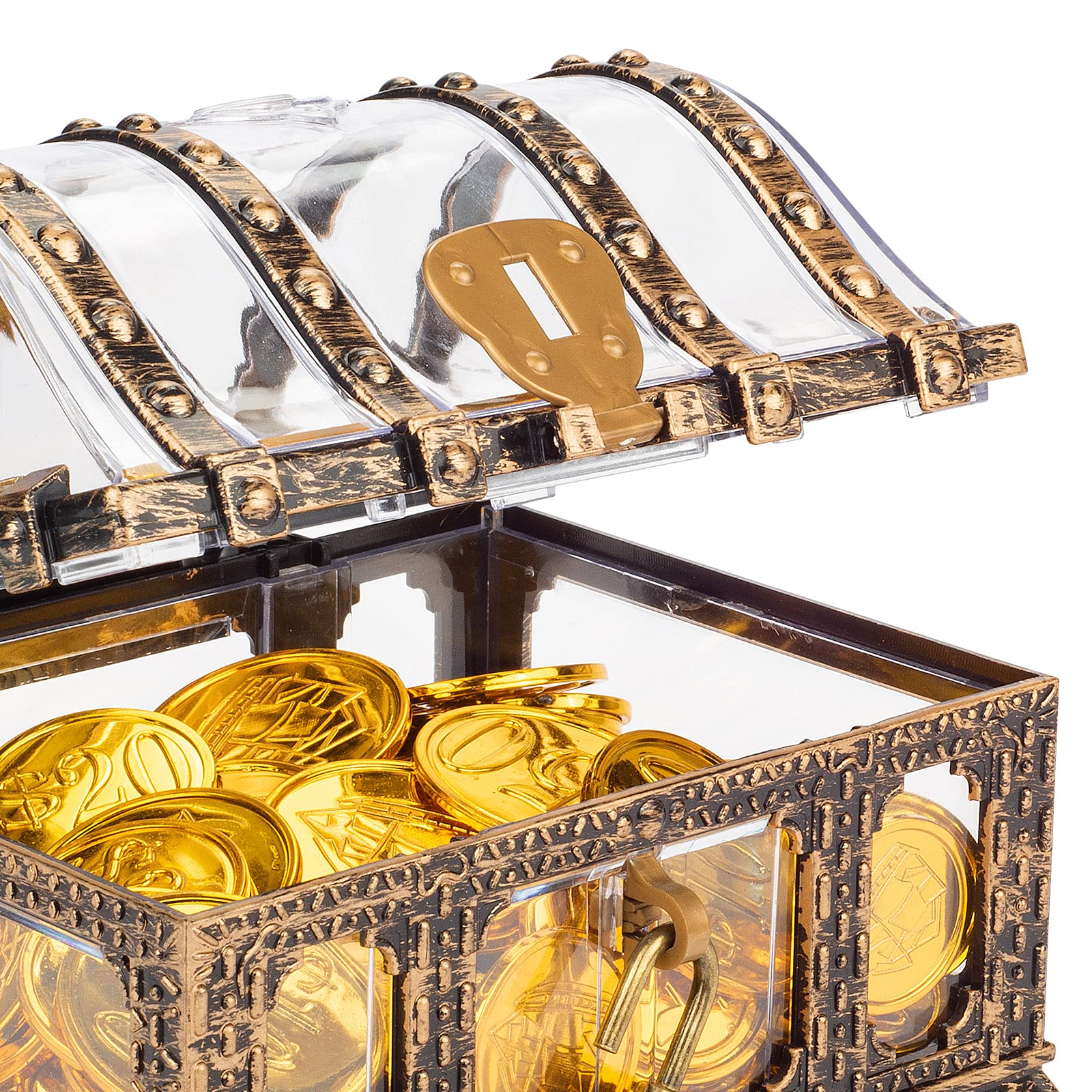 Pemalin Transparent Antique Treasure Chest for Kids,Plastic Pirate Storage and Decorative Box