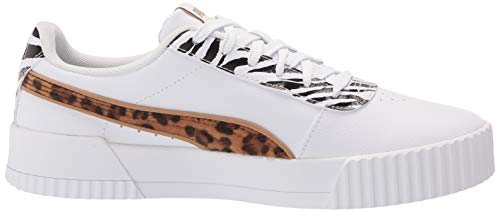 PUMA womens Carina Sneaker, Puma White-puma Team Gold-apple Cinnamon, 8.5 US