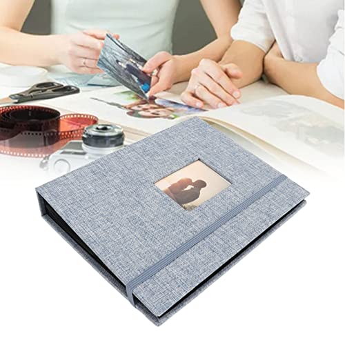Photo Album, Hemp Woven Cotton Shell, Delicate Photo Album, 208 Pockets, Fine Workmanship, Mini for Gift (Blue)